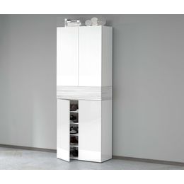 Schuhschrank Home Affaire "Savona", wei&szlig; (wei&szlig; hg, l&auml;rche wei&szlig;), B:76cm H:200cm T:35cm, Holzwerkstoff, Schr&auml;nke, Schuhschrank