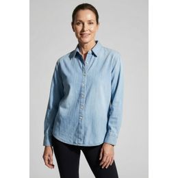 Jeansbluse Calvin Klein Jeans, Damen, Gr. S (38), brighton blau, Denim/Jeans, Obermaterial: 100% Baumwolle, unifarben, oversize normal, Rundhals, 1-Knopf-Manschette mit Schlitz, Blusen Jeansbluse, Oversized Fit, used washed