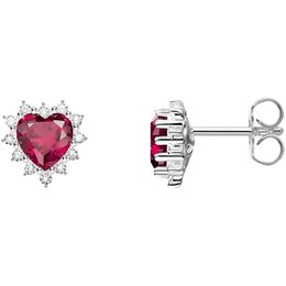 Paar Ohrstecker Thomas Sabo "Romance Herz-Ohrstecker", silberfarben, kristallwei&szlig;, rot, kristallwei&szlig;, rot, Ohrringe, Damen, Silber 925 (recycelt), Paar Ohrstecker, mit Zirkonia (synth.), Rubin