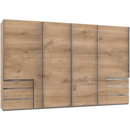 Schwebet&uuml;renschrank wimex "Level by fresh to go", braun (plankeneichefarben), B:350cm H:216cm T:65cm, Schr&auml;nke, Schwebet&uuml;renschrank, mit Synchron&ouml;ffnung