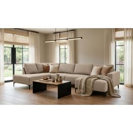 Wohnlandschaft Home Affaire "Tournon U-Form, XXL Sofa, Breite 333 cm, Webstoff, Chenille", braun (cappuccino), B:333cm H:85cm T:198cm, 100% Polyester, Sofas, Wohnlandschaft, Designsofa im nordischen Stil, Wellenunterfederung, Metallf&uuml;&szlig;e