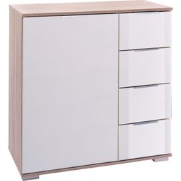Kombikommode wimex "Easy", braun (struktureichefarben hell, wei&szlig;glas), B:82cm H:83cm T:41cm, Sideboards, Kombikommode