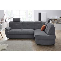 Sit & More Ecksofa SIT & MORE "Sonoma L-Form", grau (dunkelgrau), B:246cm H:91cm T:176cm, Kunstleder SOFTLUX;Luxus-Microfaser ALTARA NUBUCK (100% Polyester);Luxus-Microfaser (90% Polyester, 10% Polyamid), Sofas, Ecksofa, wahlweise mit Bettfunktion und Bettkasten