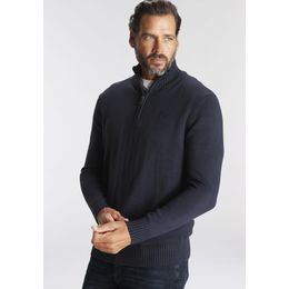 MAN'S WORLD Troyer MAN'S WORLD "Bis Gr&ouml;&szlig;e 5XL", Herren, Gr. XL (56/58), blau (marine), Strick, Obermaterial: 50% Baumwolle, 50% Polyacryl, unifarben, Basic, bequem, Rippstrickb&uuml;ndchen, Pullover Troyer, mit Rei&szlig;verschluss am Kragen, Topseller