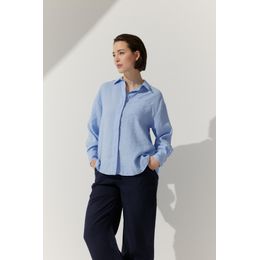 Langarmbluse THE FASHION PEOPLE, Damen, Gr. 44, hellblau, Obermaterial: 85% Viskose, 15% Polyamid;, Blusen Langarmbluse