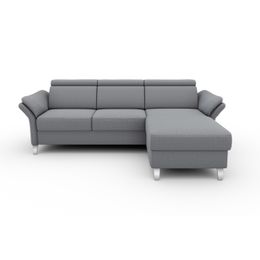 Sit & More Ecksofa SIT & MORE "Vincenzo L-Form", grau (hellgrau), B:252cm H:84cm T:165cm, Sofas, Ecksofa, inklusive Kopfteilverstellung, wahlweise mit Bettfunktion, Bettkasten
