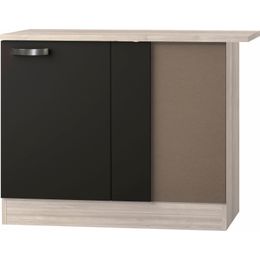 Eckunterschrank Optifit "Faro", grau (anthrazit), B:100cm H:84,8cm T:60cm, Schr&auml;nke, Eckunterschrank, mit Metallgriff, Breite 100 cm