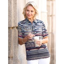 Poloshirt Classic Basics "Poloshirt", Damen, Gr. 46, bunt (marine, ros&eacute;, bedruckt), 100% Baumwolle, gemustert, mehrfarbig, Shirts Poloshirt