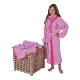 W&ouml;rner Kinderbademantel W&Ouml;RNER "Bademantel Pferd rosa" Gr. 116, rosa, L:80cm, Baumwoll-Webfrottier, Hausm&auml;ntel, Kinderbademantel