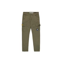 Cargohose Alpha Industries "Petrol Patch Pant", Damen, Gr. 30, Normalgr&ouml;&szlig;en, gr&uuml;n (schwarz olive), Obermaterial: 98% Baumwolle, 2% Elastan; Futter: 100% Baumwolle, Hosen Cargohose