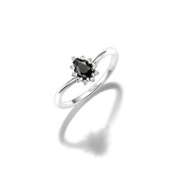 Fingerring Thomas Sabo "True Romance Ring mit Schwarzen Tropfen" Gr. 52, silberfarben, schwarz, kristallwei&szlig;, Fingerringe, Damen, 52, Silber 925 (recycelt), 1,6mm, Fingerring, mit Zirkonia (synth.)