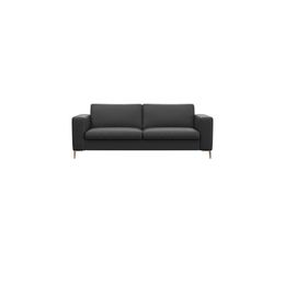 2,5-Sitzer FLEXLUX "Fiore, super Sitzkomfort durch Kaltschaum", schwarz (deep schwarz), B:196cm H:85cm T:92cm, 100% Echteder, Sofas, 2 5-Sitzer, breite Armlehnen, F&uuml;&szlig;e Alu+ Eiche