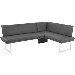 K+w Komfort & Wohnen Eckbank K+W KOMFORT & WOHNEN, grau (zinn), H:86cm T:60cm, Sitzb&auml;nke, Eckbank, mit Sattlernaht und schmaler Kufe, langer Schenkel rechts oder links