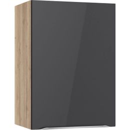 H&auml;ngeschrank KOCHSTATION "KS-Aken", grau (anthrazit hochglanz, wildeiche nachbildung), B:50cm H:70,4cm T:34,6cm, Schr&auml;nke, H&auml;ngeschrank