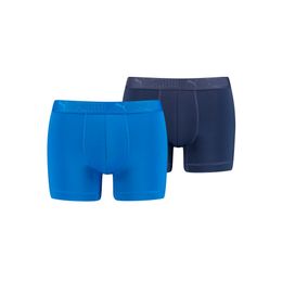 Boxershorts Puma "Puma MEN SPORT MICROFIBER BOXERS 2P", Herren, Gr. M, blau (blau, navy), Obermaterial: 88% Polyester, 12% Elasthan, bedruckt, unifarben, normal, Unterhosen Boxershorts, mit Logo-Bund