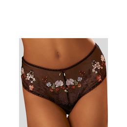 Stringpanty Lascana "Maria", Damen, Gr. 48/50, bunt (schwarz, bunt), Mesh, Obermaterial: 76% Polyamid, 21% Polyester, 3% Elasthan, figurbetont, Unterhosen Stringpanty, mit bunten Blumen aus Stickereispitze, Topseller