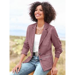 Sweatblazer Heine "Sweatblazer", Damen, Gr. 42, bordeaux, 95% Baumwolle, 5% Elasthan, Blazer Sweatblazer
