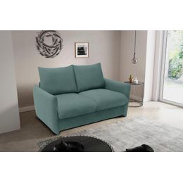Schlafsofa DOMO collection "700023 Schlaffunktion, Federkern, 2-Sitzer, stabile Liegefl&auml;che", blau (petrol), B:165cm H:95cm T:100cm, 95% Polyester, 5% Nylon, Sofas, Schlafsofa, Sitzfl&auml;chen einzeln ausklappbar zum Schlafen, Relaxen und Entspannen