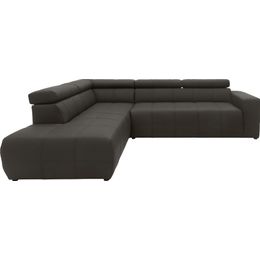 Ecksofa DOMO collection "Brandon L-Form, auch in Leder", braun (dunkelbraun), B:275cm H:80cm T:228cm, Luxus-Kunstleder;100% Polyurethan, Sofas, Ecksofa, inklusive Kopfteilverstellung, wahlweise mit Sitztiefenverstellung
