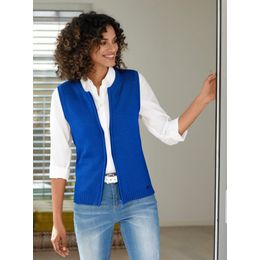 Strickweste Casual Looks, Damen, Gr. 38, blau (royalblau), 50% Baumwolle, 50% Polyacryl, unifarben, Westen Strickweste