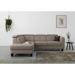 Sit & More Ecksofa SIT & MORE "Belluci L-Form", braun (savannah), B:249cm H:85cm T:195cm, Sofas, Ecksofa, inklusive Federkern, wahlweise mit Bettfunktion und Bettkasten