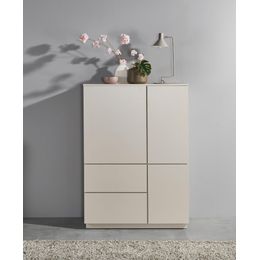 HBZ-MEBLE Highboard HBZ "Vince Highboard, B/H/T 103x142x38 cm", kaschmir, kaschmir, B:103cm H:142cm T:38cm, Holzwerkstoff, Sideboards, Highboard, Breite 103 cm, Push-to Open, Melaminbeschichtung