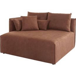 Ottomane OTTO HOME "N&ouml;re", braun (cognac), B:138cm H:86cm T:128cm, 100% Polyester, Sofas, Ottomane, kurzes Lounge-Modul - zum Zusammenstellen, Breite 138 cm, Tiefe 128 cm