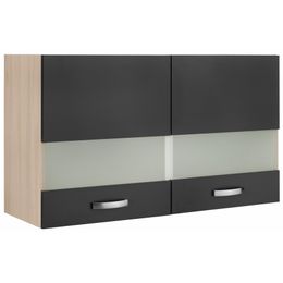 Glash&auml;ngeschrank Optifit "Faro", grau (anthrazit), B:100cm H:57,6cm T:34,6cm, Schr&auml;nke, Glash&auml;ngeschrank, mit Metallgriffen, Breite 100 cm