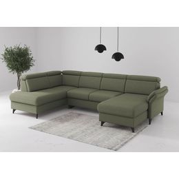 Sit & More Wohnlandschaft SIT & MORE "Glendale, U-Form", olive, B:321cm H:84cm T:193cm, 95% Polyester, 5% Polyamid, Sofas, Wohnlandschaft, inkl. Kopfteilverstellung,wahlweise mit Vorziehsitz und Bettkasten