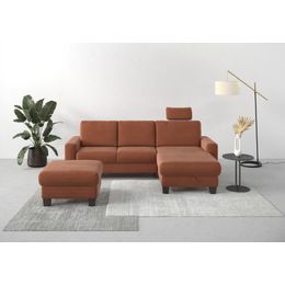 Ecksofa Home Affaire "Summer L-Form", rosa (kupfer), B:249cm H:91cm T:164cm, 95% Polyester, 5% Polyamid, Sofas, Ecksofa, mit Recamiere, mit oder ohne Bettfunktion und Bettkasten, Cord-Bezug