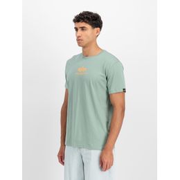 Rundhalsshirt Alpha Industries "Basic T ML", Herren, Gr. XL, frost gr&uuml;n, Single Jersey, Obermaterial: 100% Baumwolle, bedruckt, normal normal, Rundhals, gerader Abschluss, Shirts Rundhalsshirt, Baumwolle, regular fit