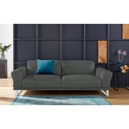 2,5-Sitzer W.Schillig "montanaa", grau (anthrazit z69), B:232cm H:78cm T:94cm, Sofas, 2 5-Sitzer, mit Metallkufen in Chrom gl&auml;nzend, Breite 232 cm
