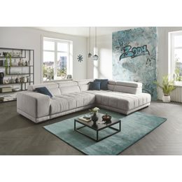 Ecksofa DIE PLANBAR "MP-IN15053 L-Form breiter Schenkel", grau, B:323cm H:73cm T:222cm, 100% Polyester, Sofas, Ecksofa, wahlweise mit Kopfteilverstellung und manueller Vorziehbank