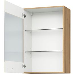 Glash&auml;ngeschrank KOCHSTATION "KS-Trea OG60-90", wei&szlig; (magnolie, eiche astig), B:60cm H:90cm T:35cm, Schr&auml;nke, Glash&auml;ngeschrank, inklusive zwei Glaseinlegeb&ouml;den, Breite 60 cm, H&ouml;he 90 cm