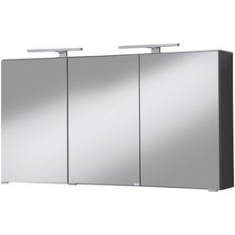 Spiegelschrank Welltime "Malibu", grau (anthrazit), B:120cm H:64cm T:21cm, Holzwerkstoff, Schr&auml;nke, Spiegelschrank, Breite 120 cm, mit Spiegelt&uuml;ren und Softclose-Funktion