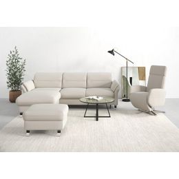 Sit & More Ecksofa SIT & MORE "Grenoble L-Form mit Federkern", beige (creme), B:251cm H:85cm T:161cm, Sofas, Ecksofa, wahlweise mit Bettfunktion, Bettkasten, Arm- und Kopfteilverstellung