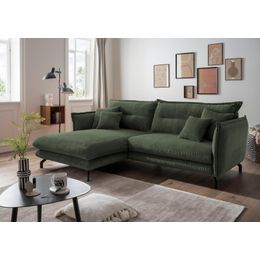 Ecksofa Home Affaire "LAVA Breite 255 cm, modern und elegant, aktuelle Kissenoptik, L-Form", moosgr&uuml;n, B:255cm H:94cm T:180cm, Sofas, Ecksofa, Armlehnen verstellbar
