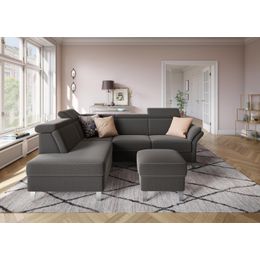 Sit & More Ecksofa SIT & MORE "Vincenzo L-Form", grau (dunkelgrau), B:245cm H:84cm T:193cm, Sofas, Ecksofa, inklusive Kopfteilverstellung, wahlweise mit Bettfunktion, Bettkasten