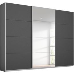Schwebet&uuml;renschrank Rauch "Kleiderschrank Schrank Garderobe W&auml;scheschrank TOMA", grau (graumetallic), B:271cm H:210cm T:62cm, Holzwerkstoff, Schr&auml;nke, Schwebet&uuml;renschrank, inkl. Regaleinsatz sowie zus&auml;tzlichen Einlegeb&ouml;den MADE IN GERMANY