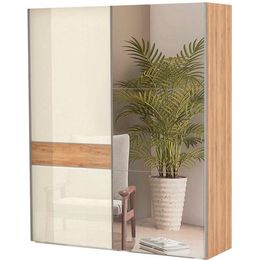 Schwebet&uuml;renschrank OTTO HOME "Gala, wahlweise mit oder ohne Spiegel, 182x65x224cm, FSC-zertifiziert", beige (beige, pacific walnut), B:182cm H:224cm T:65cm, Schr&auml;nke, Schwebet&uuml;renschrank, UV lackiert, kratzfest, hochgl&auml;nzend, Soft-Close Funktion