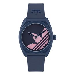 Quarzuhr adidas originals "PROJECT THREE", blau (dunkelblau), Armbanduhren, Damen, Quarzuhr, Armbanduhr, Herrenuhr, Damenuhr, Polyurethanband, Mineralglas