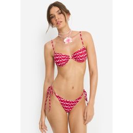 B&uuml;gel-Bikini-Top LSCN BY LASCANA "Echo", Damen, Gr. 42, Cup D, pink waves, Recycling-Polyamid, bedruckt, Bikini-Oberteile B&uuml;gel-Bikini-Top, mit trendigem Alloverprint