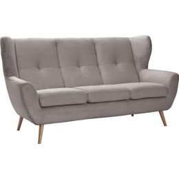 3-Sitzer exxpo - SOFA FASHION "ALVESTA, Loungesofa, K&uuml;chensofa, hoher Sitzkomfort, Ohrenbackensofa", braun (cappuccino), B:190cm H:102cm T:90cm, Sofas, 3-Sitzer, gem&uuml;tliche R&uuml;ckenlehne, mit Knopfheftung und hohen Holzf&uuml;&szlig;en, in Cord