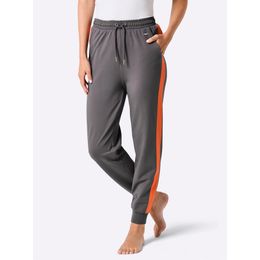 Dehnbund-Hose feel good, Damen, Gr. 40/42, Normalgr&ouml;&szlig;en, anthrazit, orange, 95% Baumwolle, 5% Elasthan, unifarben, Hosen Dehnbund-Hose