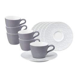 Tasse Seltmann Weiden "Espressotassen mit Untertassen Life Fashion 90 ml 6er Set", grau (elegant grau), 12 tlg., Porzellan, Trinkgef&auml;&szlig;e, Tasse