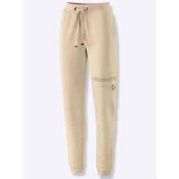 Jogger Pants Inspirationen, Damen, Gr. 46, Normalgr&ouml;&szlig;en, beige (sand), 47% Baumwolle, 47% Modal, 6% Elasthan, unifarben, lang, Hosen Jogger Pants