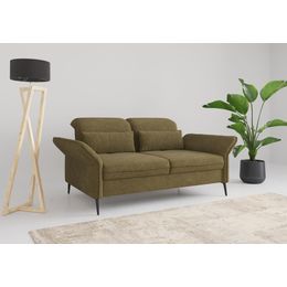 Sit & More 2,5-Sitzer SIT & MORE "Emely, inkl. Sitztiefenverstellung", gr&uuml;n (olive), B:189cm H:92cm T:123cm, 100% Polyester, Sofas, 2 5-Sitzer, wahlweise mit Bettfunktion, Kopf- & Armteilverstellung