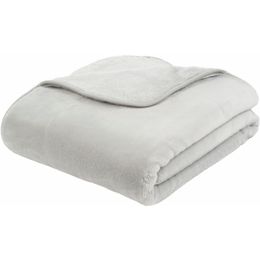 G&ouml;zze Wohndecke G&Ouml;ZZE "Premium Cashmere Feeling", silber (silberfarben), B:220cm L:240cm, Polyester, Wohndecken, Wohndecke, mit premium Cashmere Feeling, Kuscheldecke