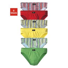 H.I.S. Slip H.I.S, Herren, Gr. L, 6 Stk., bunt, Jersey, Obermaterial: 92% Baumwolle, 8% Elasthan (LYCRA), gestreift, unifarben, k&ouml;rpernah, Unterhosen Slip, klassisch geschnitten, Topseller