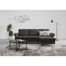 Ecksofa Home Affaire "Palm Beach L-Form", grau (fango), B:275cm H:89cm T:175cm, 100%Polyester, Sofas, Ecksofa, Federkern, mit Sitztiefenverstellung, wahlweise mit Bettfunktion